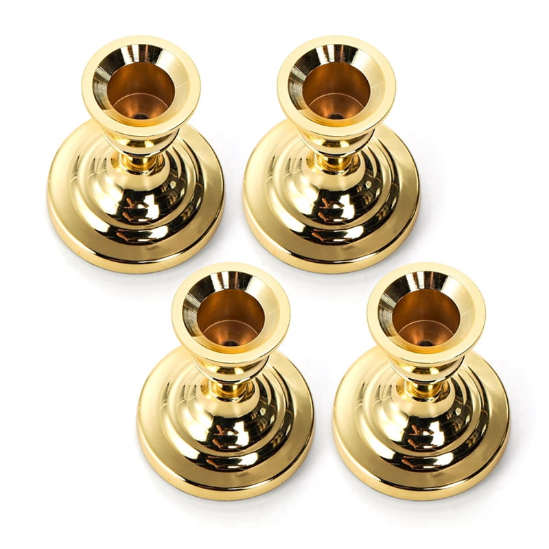 HOT 4-Pack Gold Taper Candlesticks, 3-Inch Short Thin Iron Vintage ...