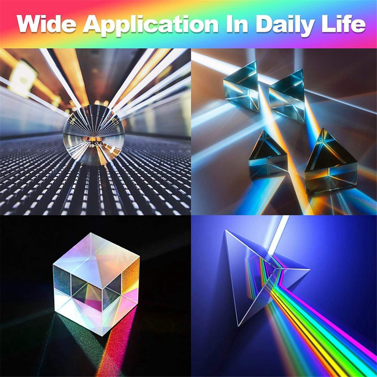 HOT! 4 Pack K9 Optical Crystal Photography Prism Set,Include 55mm Ball ...
