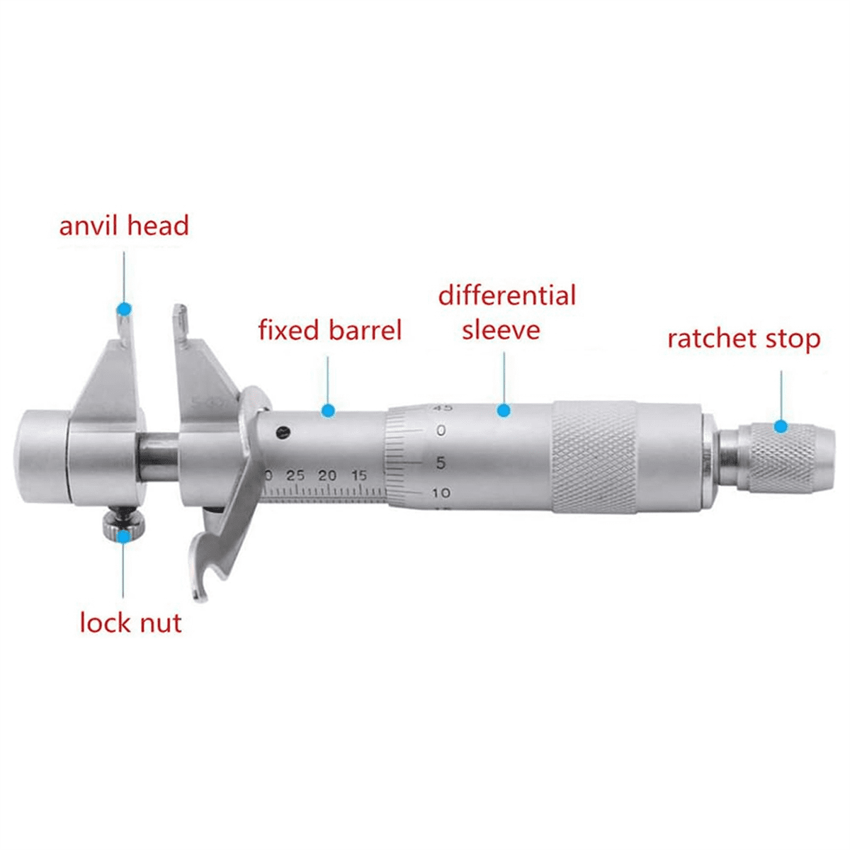 HOT! 5-30mm Internal Micrometer 0.01mm Stainless Steel Accurate Screw ...