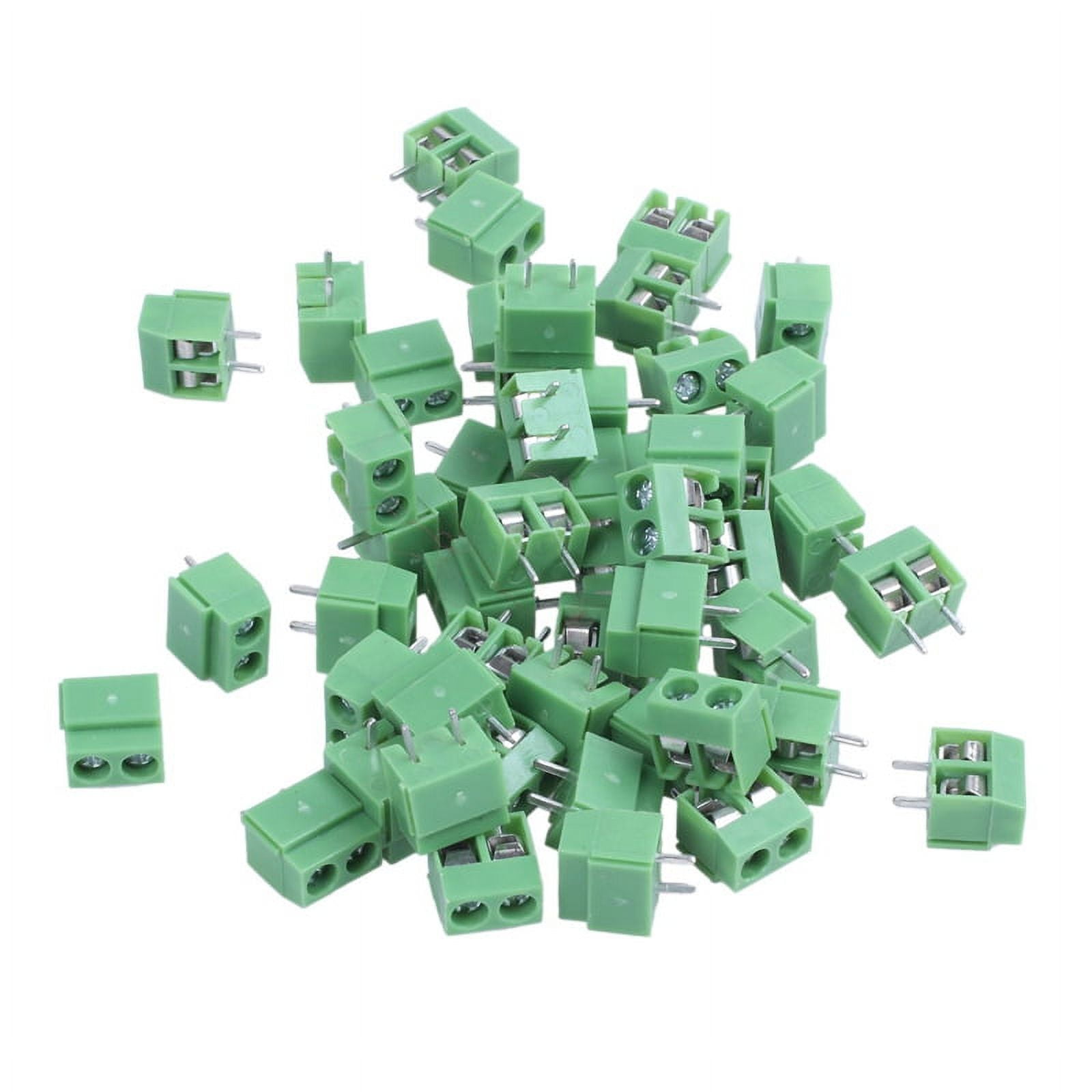 HOT! 50 Pieces 2 Pin 5 mm Pinch PCB Mount Screw Terminal Block Connector 300V 10A (Green ...