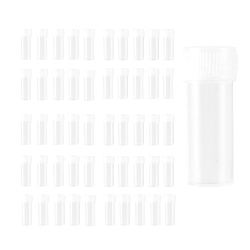 HOT! 50x Plastic Sample Bottle 5ml Test Tube Lab Small Vial Storage ...