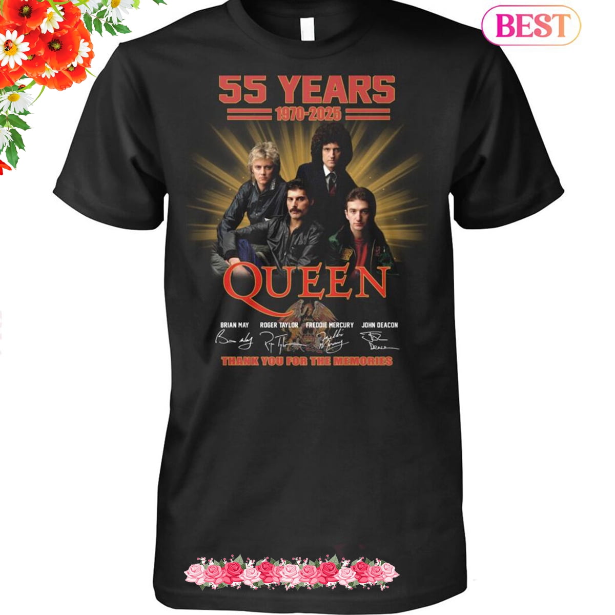 HOT 55 Years 1970-2025 Queen Thank You For The Memories Unisex T-Shirt ...