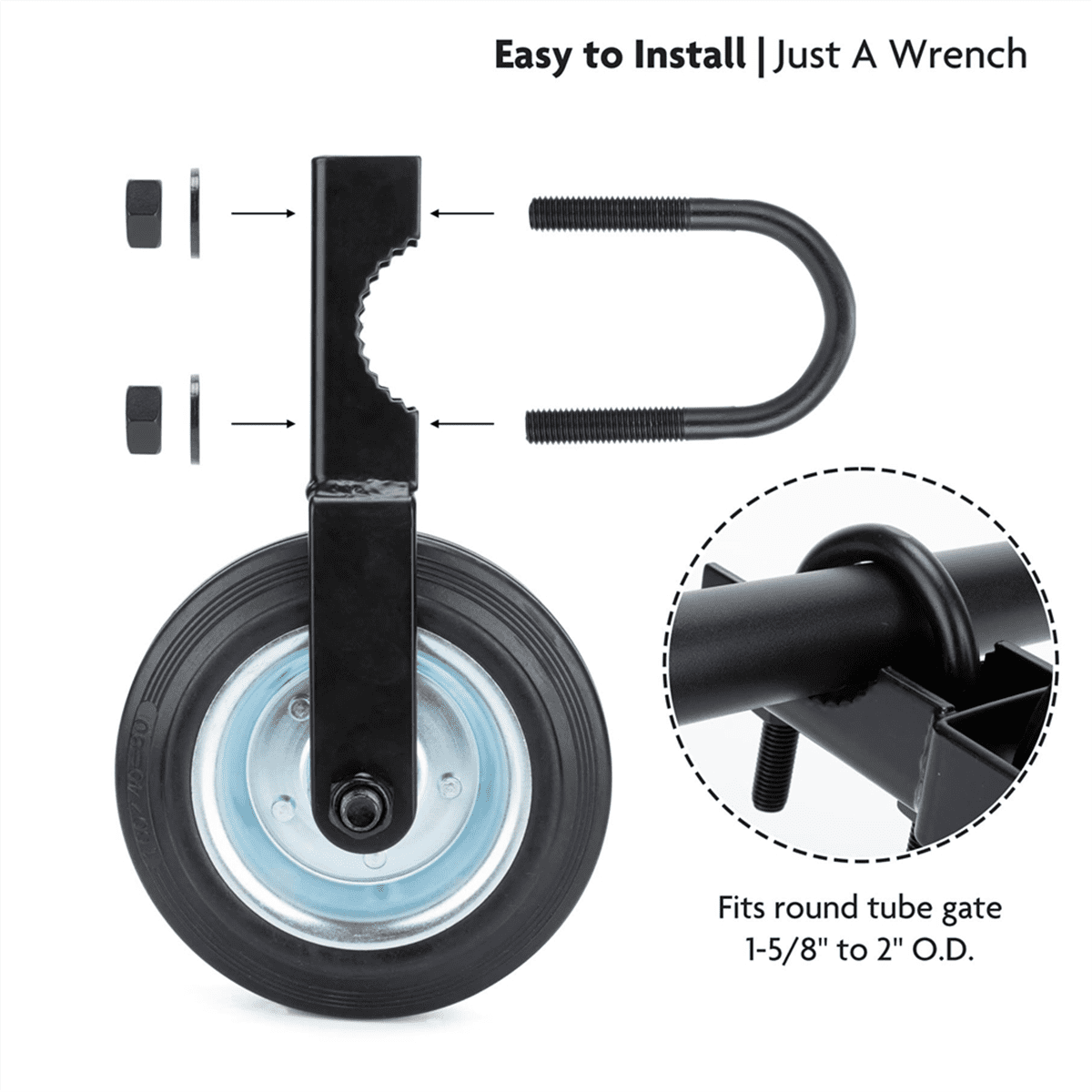 HOT! 6 Inch Gate Wheel Caster Kit Heavy Duty Helper Support for Chain ...