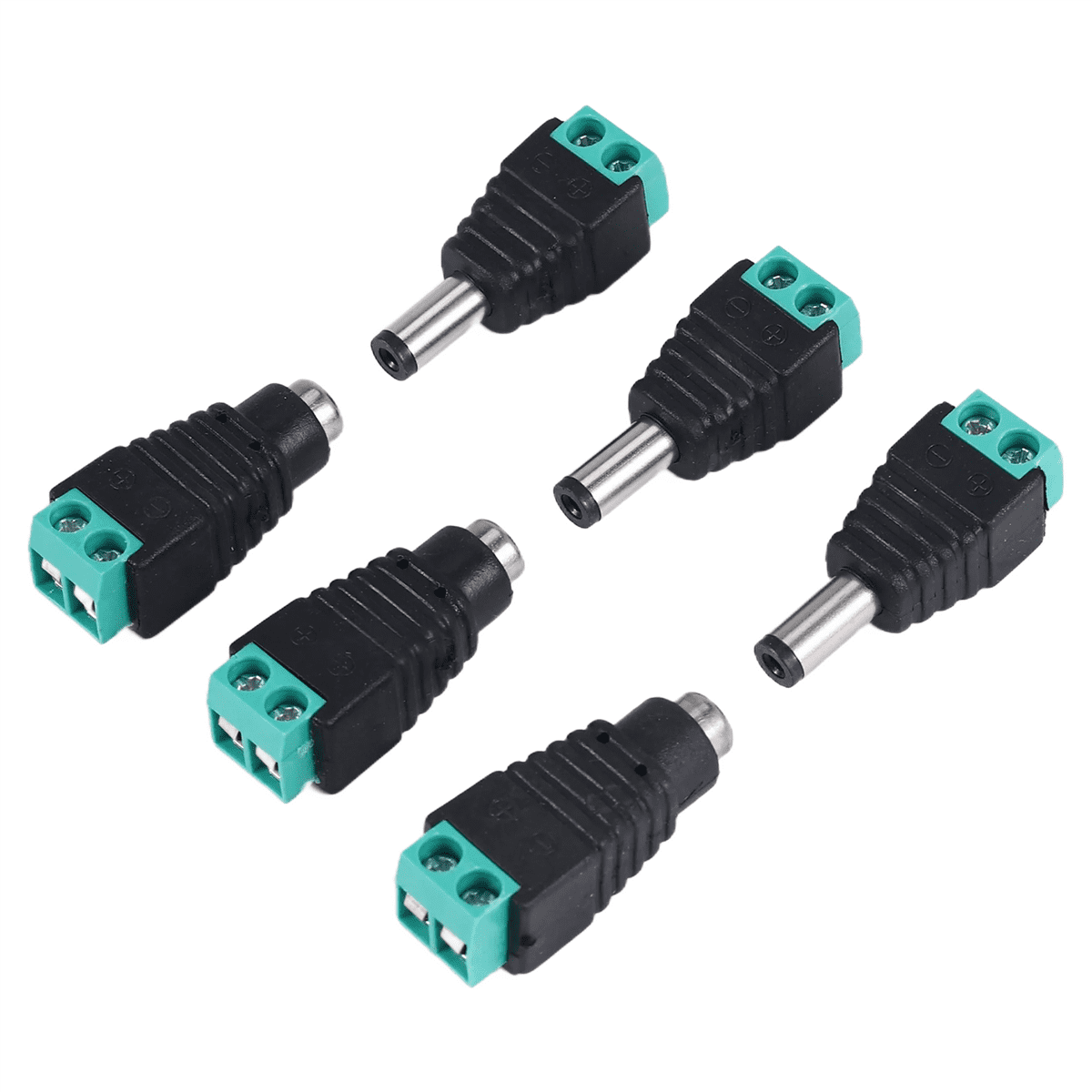 HOT! 6 Pcs 5.5X2.1Mm Female + Male CCTV DC Power Connector Adapter ...