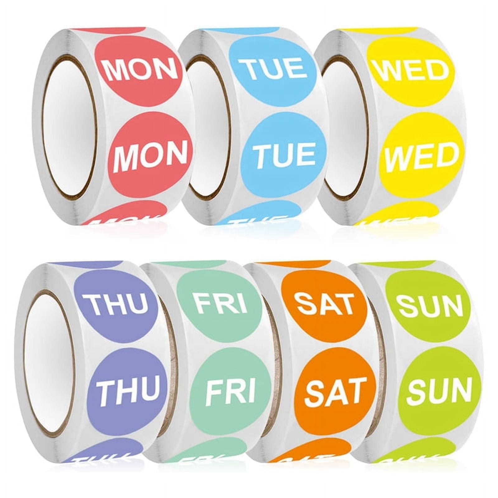 7 Day of the Week Sticker,1 Inch Round Day Dot Food Rotation Labels ...