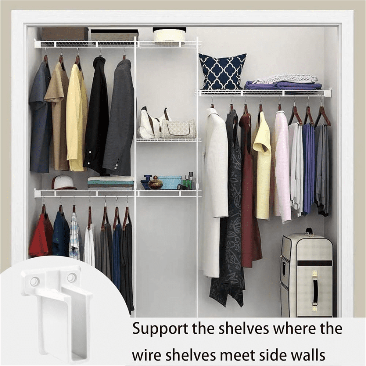 HOT! 8Pcs Wire Shelf End Brackets,Plastic Closet Shelves Brackets Wall ...