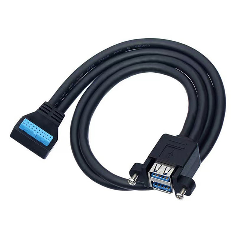 HOT 90 Degree UP/Down Angle USB 3.0 19/20Pin to Dual USB-A Female Port Adapter Cable Motherboard ...