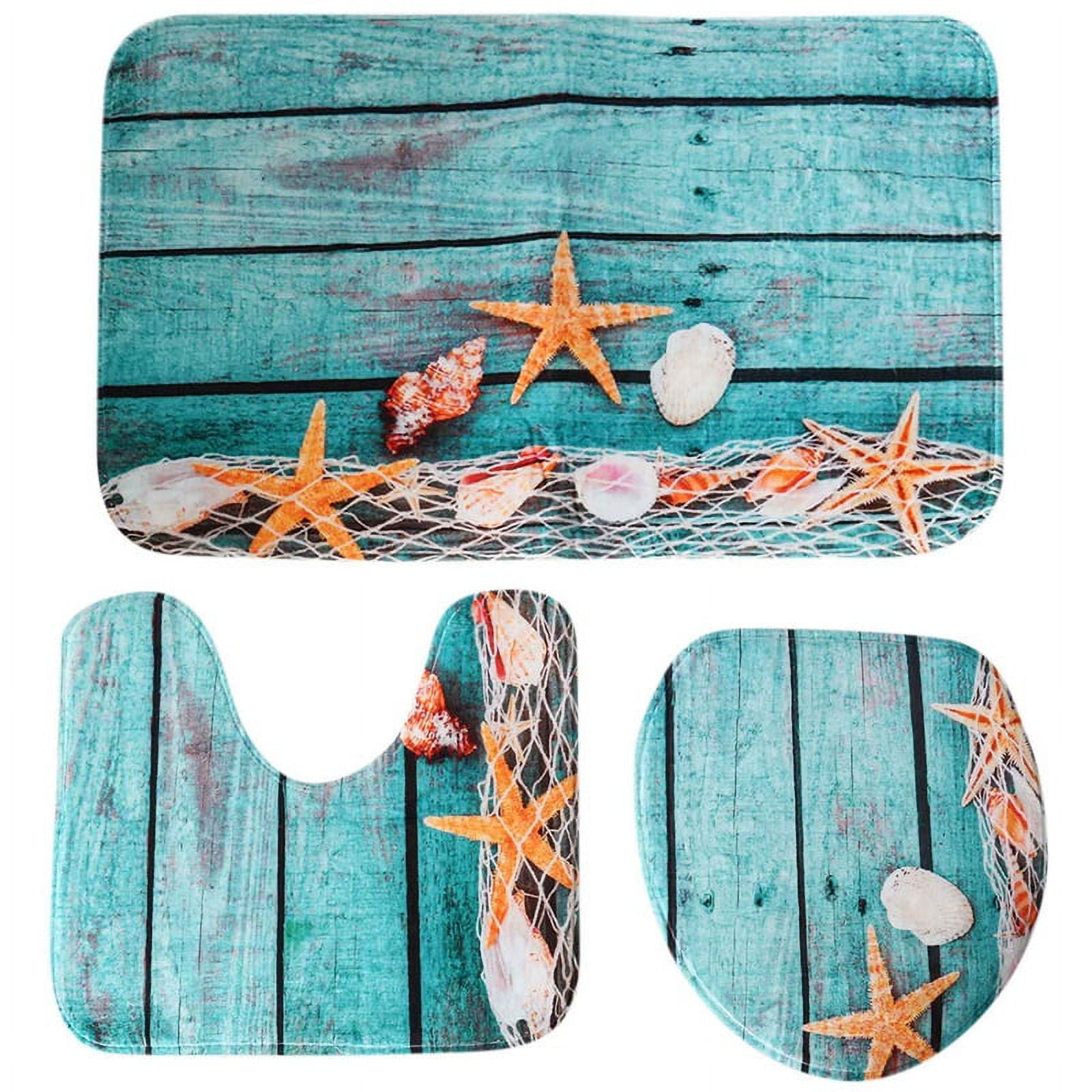 HOT! Beach Seashells Starfish Sand Bath Mat Holidays Summer Bathroom ...