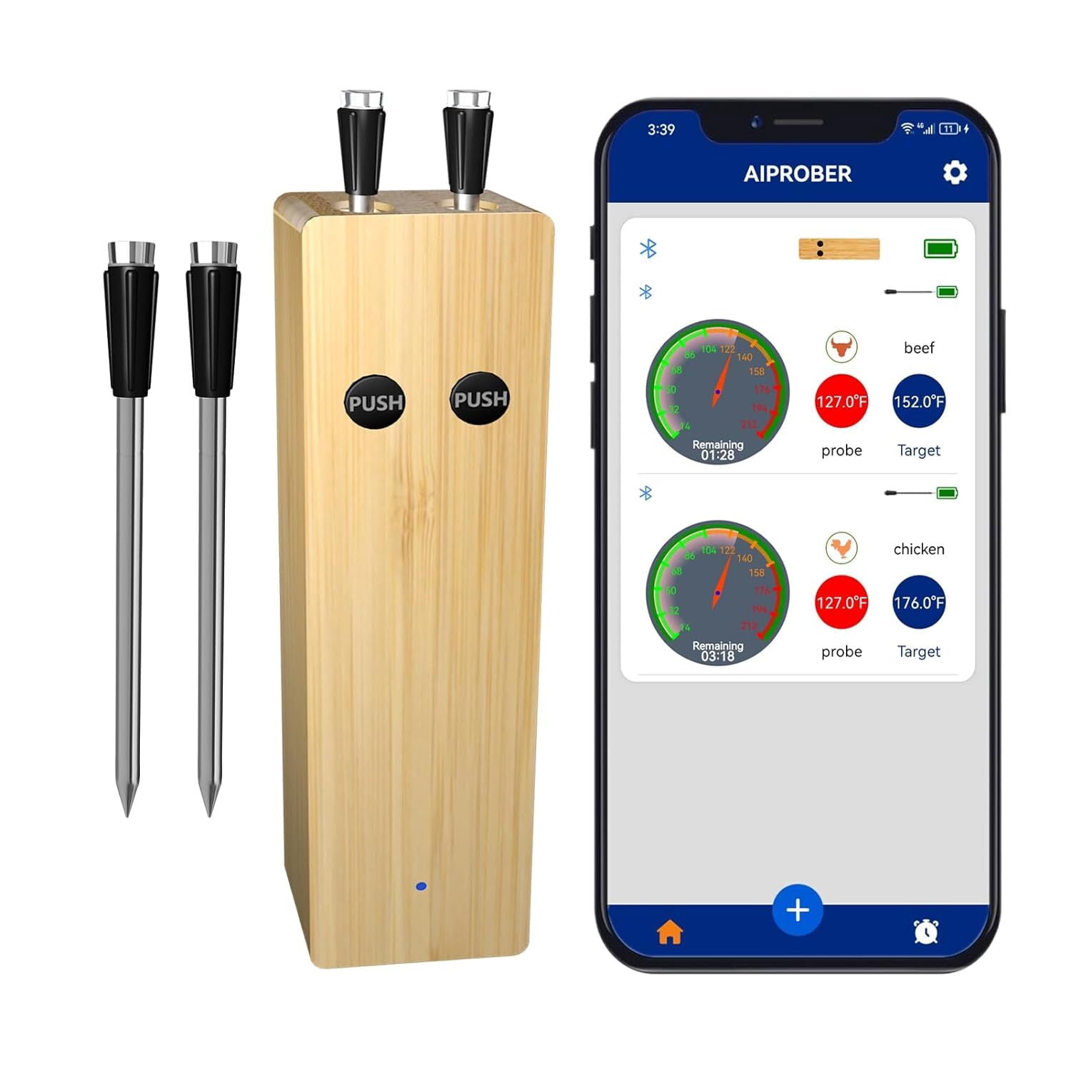 HOT Bluetooth Truly Wireless Digital Meat Thermometer Cooking BBQ APP 2 ...