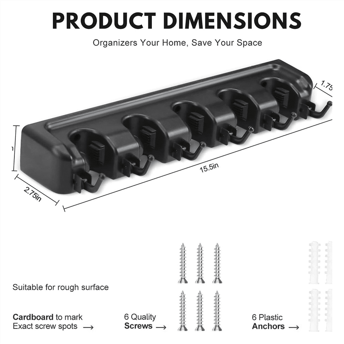 HOT! Broom Holder & Wall Mount Garden Tool Organizer Kitchen, Closet ...