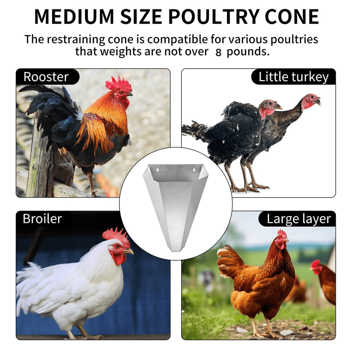 HOT! Chicken Restraining Cone for Poultry,Suitable Layers,,Roasters,and ...
