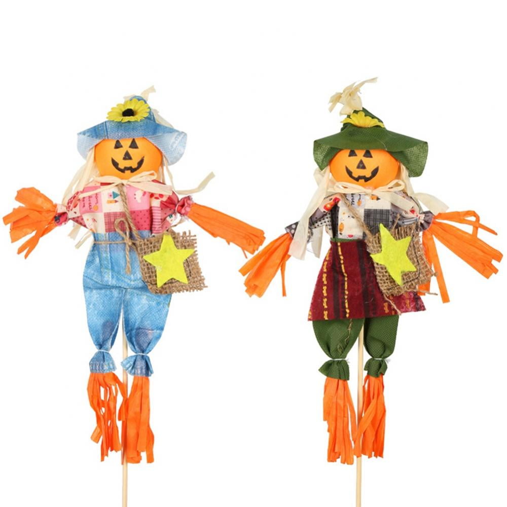 2 Pieces Fall Halloween Scarecrow Decor Fall Harvest Standing Scarecrow ...