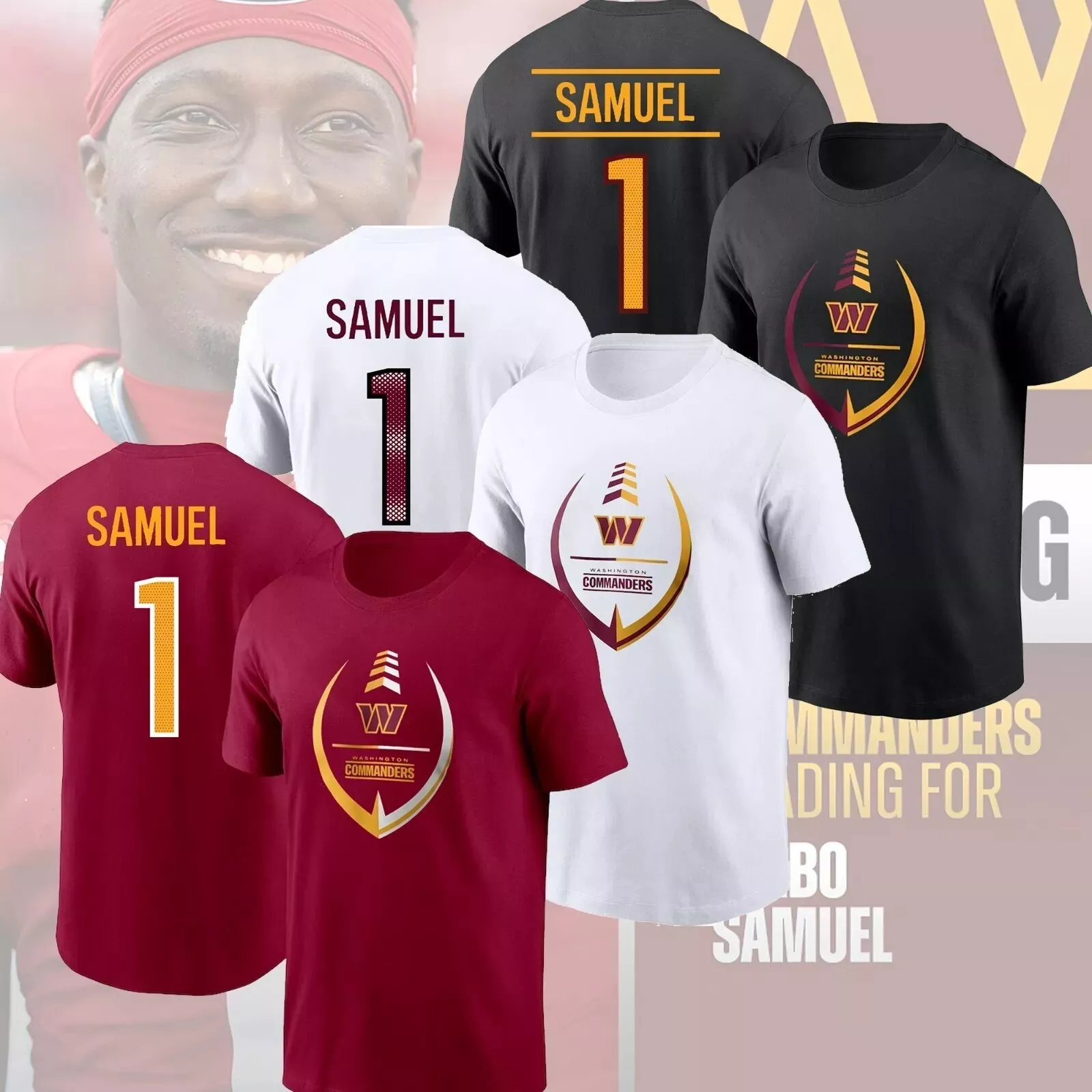 HOT ! Deebo Samuel #1 Washington Commanders Name & Number Shirt For ...