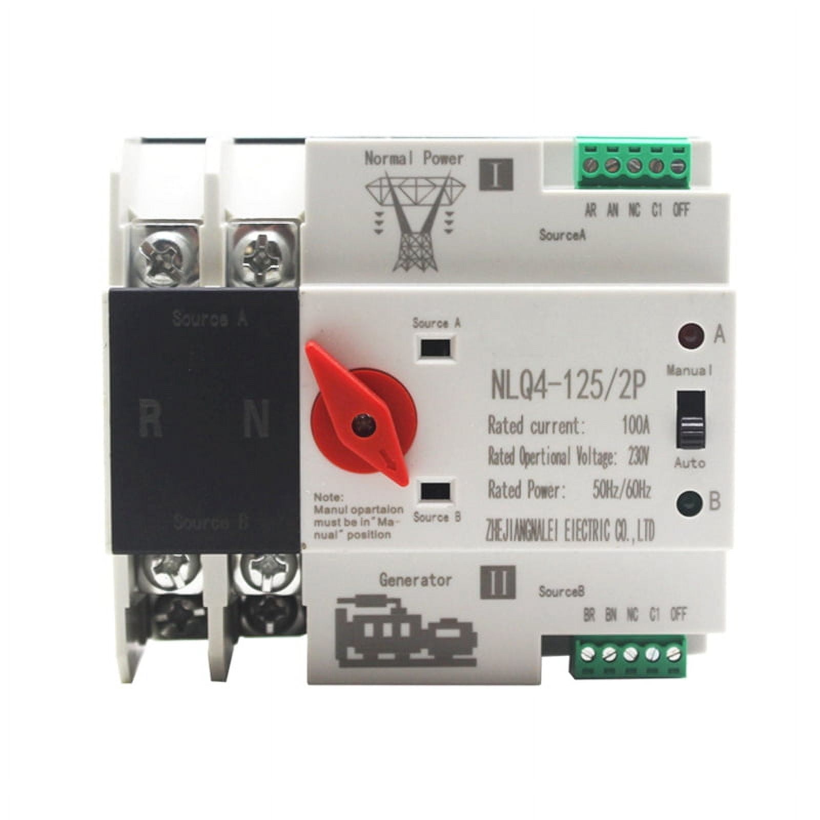 HOT! Din Rail 2P ATS Dual Power Automatic Transfer Switch Selector ...