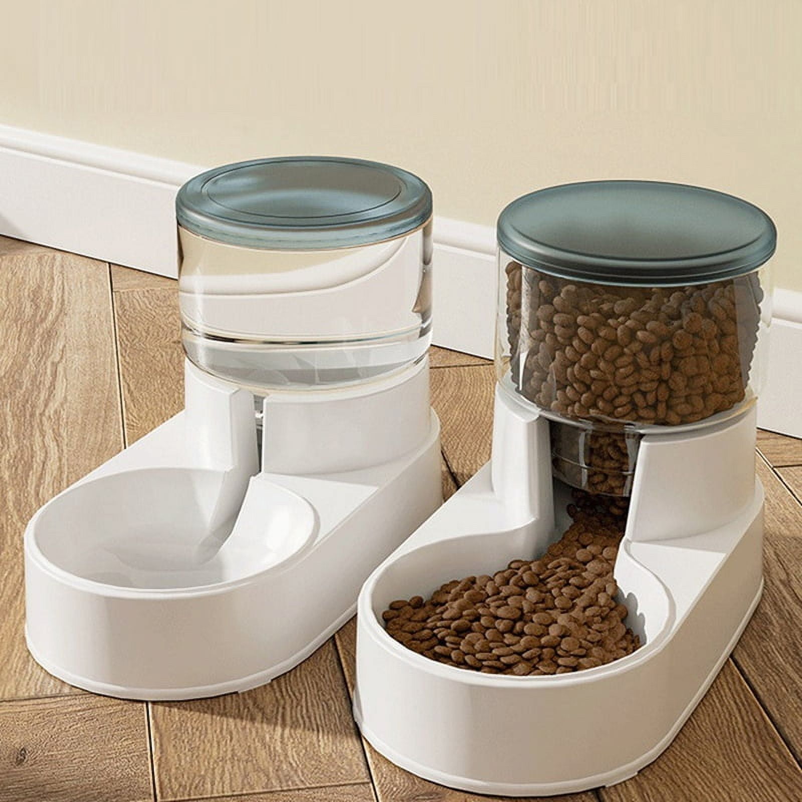 HOT Dog Food Feeder Cat Automatic Feeding Water Bowl Visual Pet Storage ...