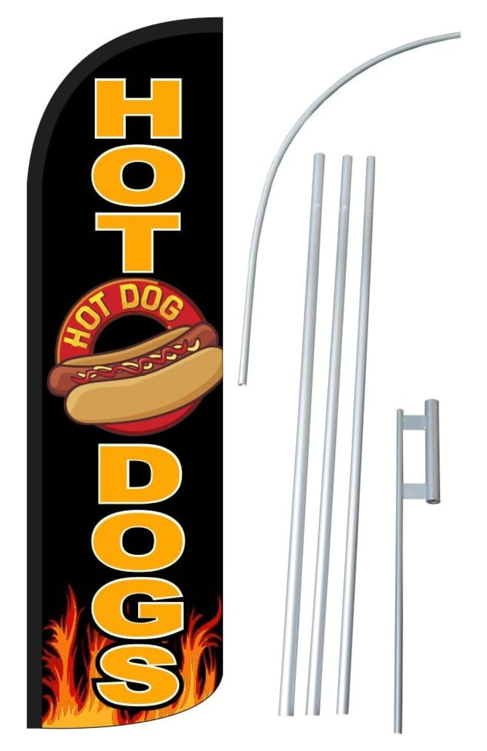 -"HOT Dogs" 12-Foot Super Swooper Flag with Heavy-Duty 15-Foot Pole and ...