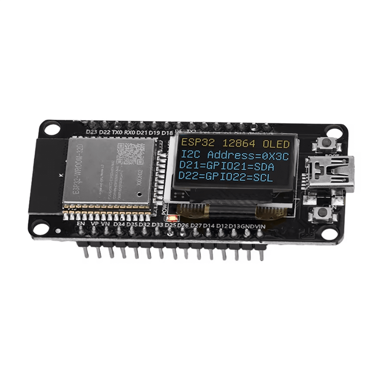HOT! ESP32 ESP-WROOM-32D WIFI Bluetooth Development Board CH340 with 0. ...