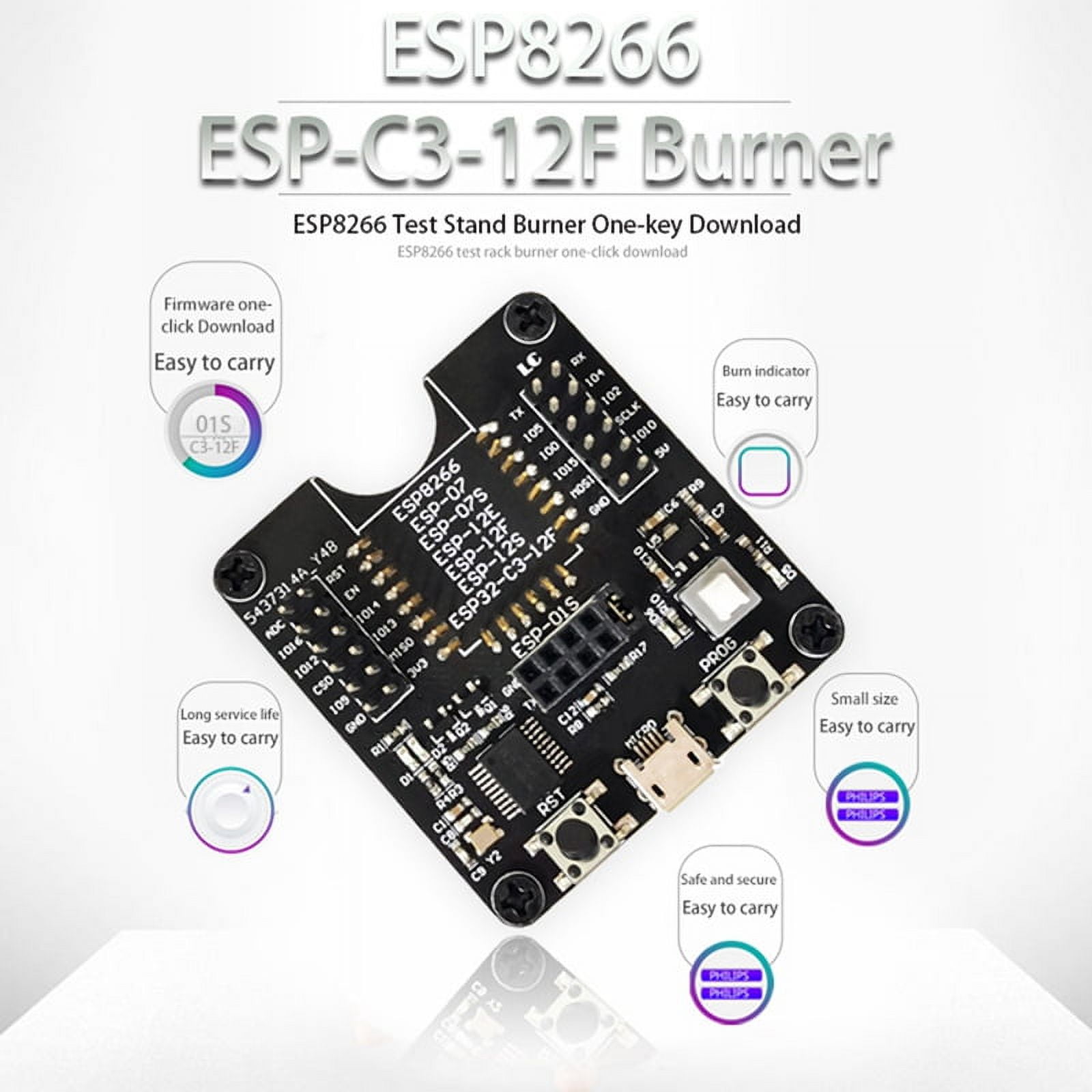 HOT! ESP8266 Test Rack Module Programmer Support ESP-01 01S 12 ESP32-C3 ...
