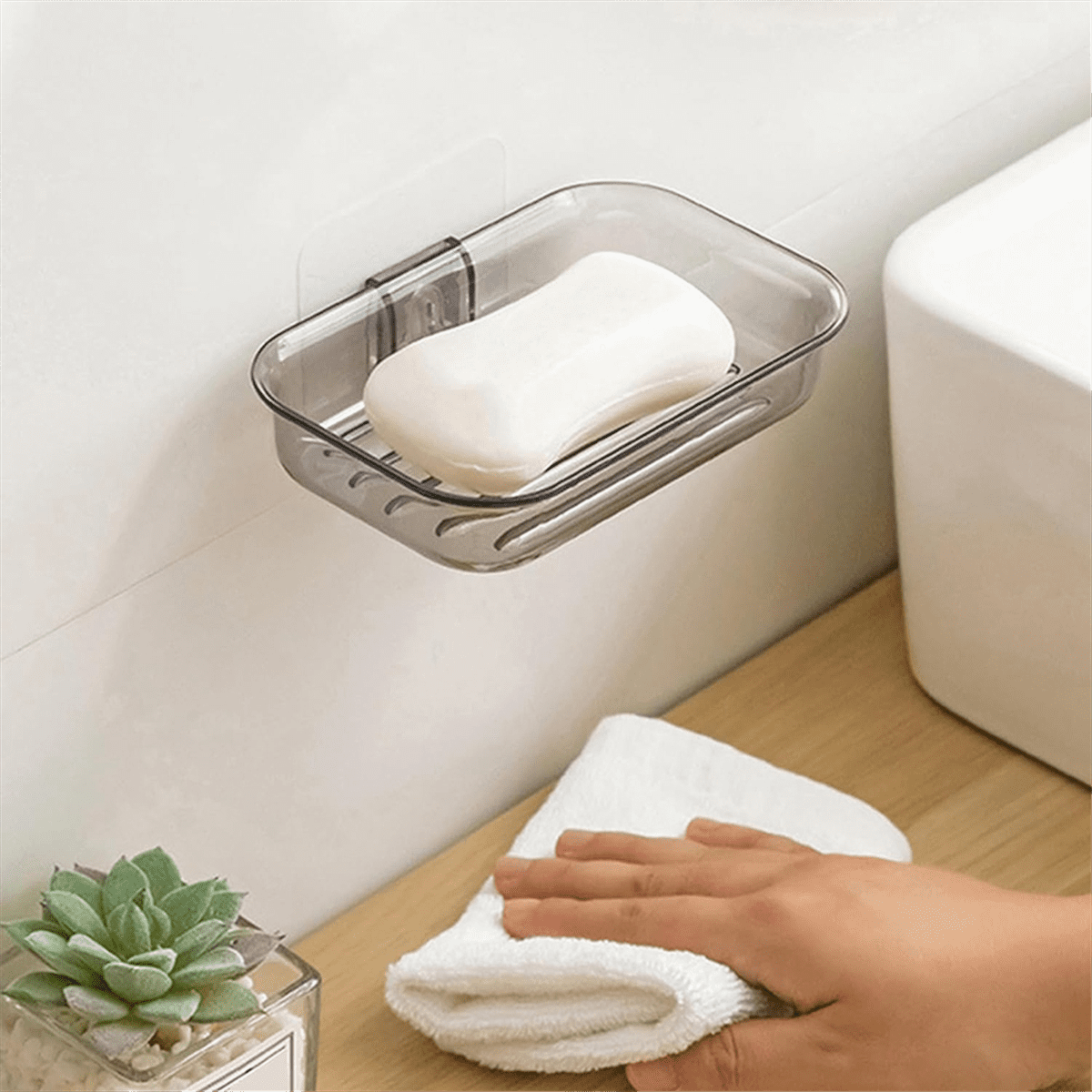 HOT! Easy Installation Soap Holder Kitchen Wall Mount Dish No Drill ...