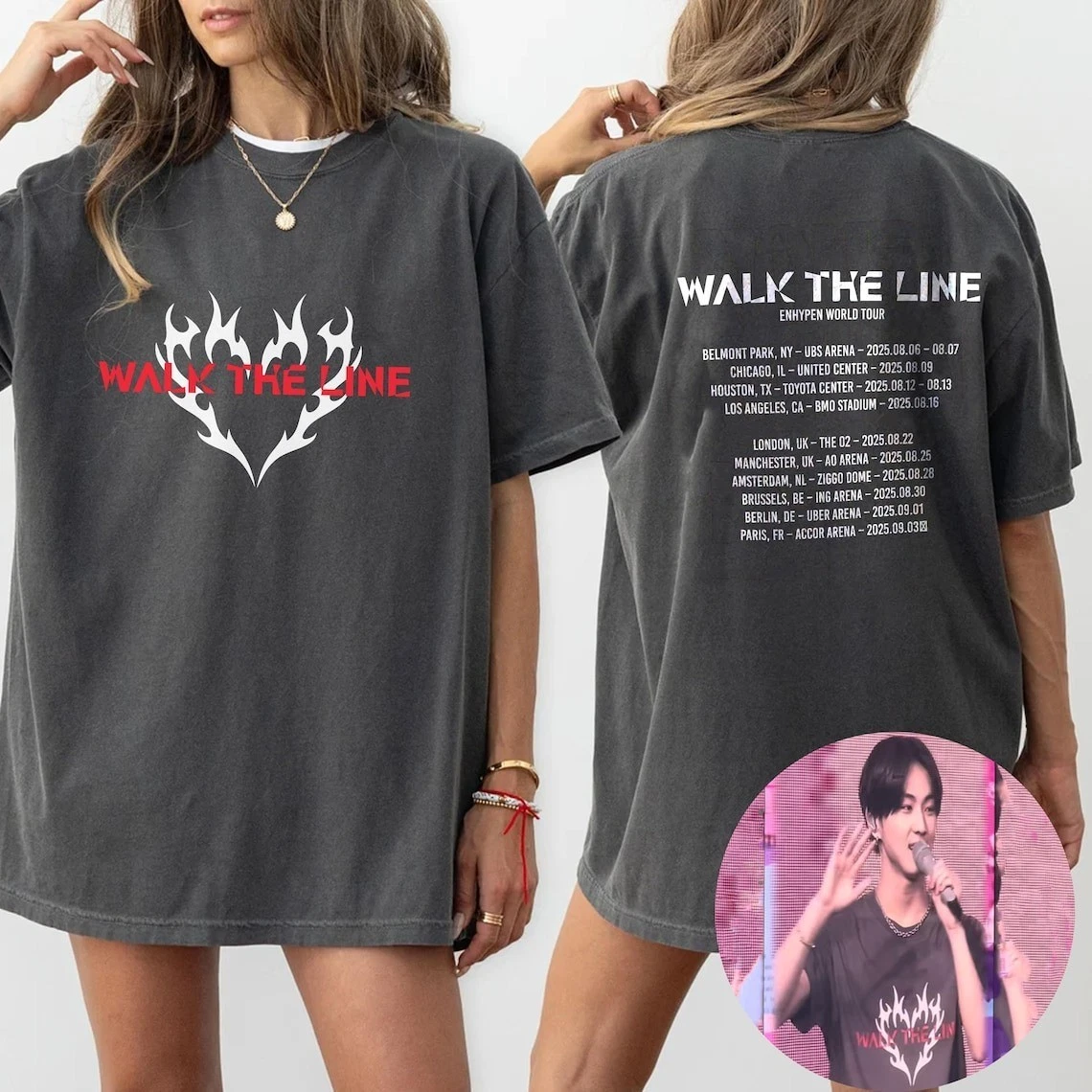 HOT!! Enhypen Walk The Line Tour T-Shirt Kpop Concert Merch - Walmart.com