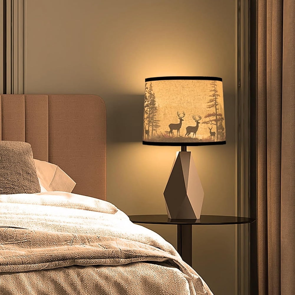 HOT! Lamp Shades Set of 2,Fabric Lampshades with Deers for Table Lamps ...