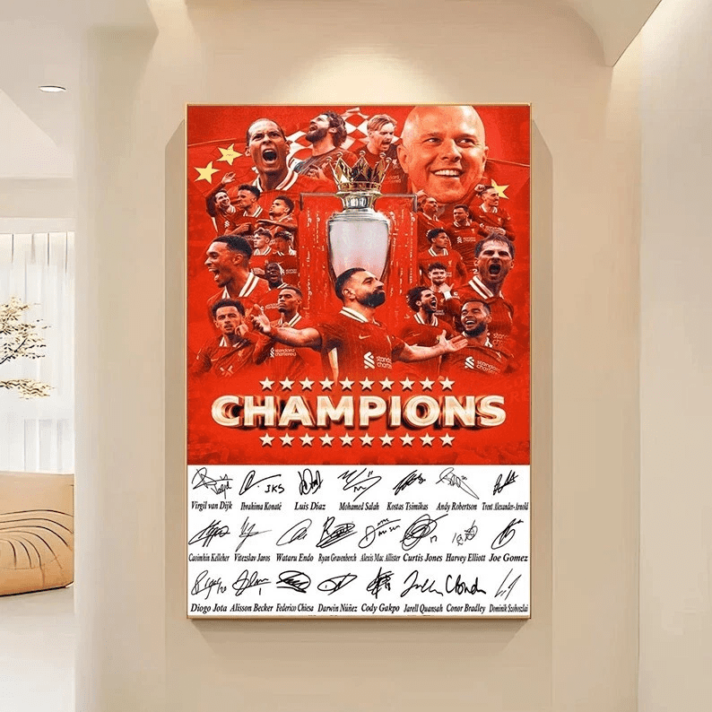 HOT! Liverpool 2024-2025 Premier League Champions Poster - Walmart.com