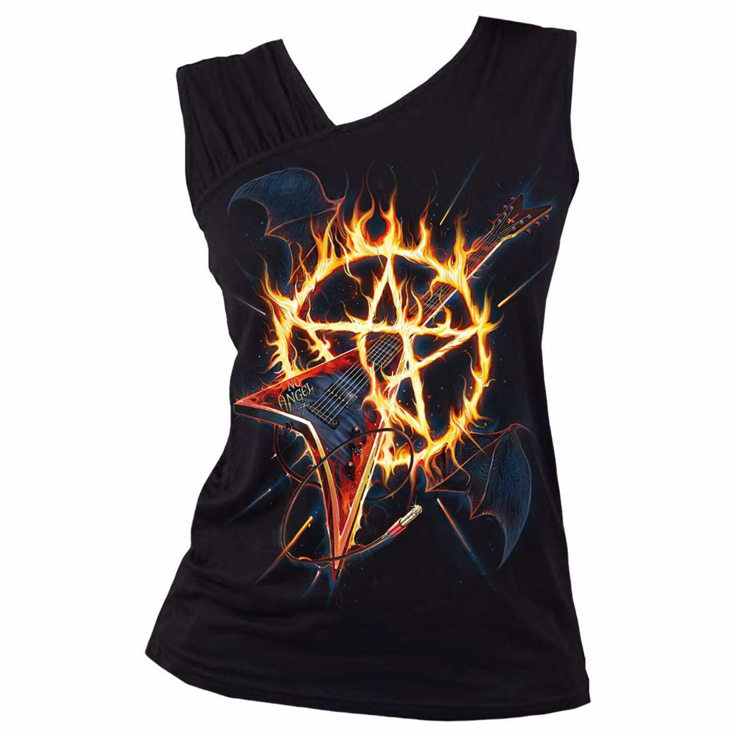 HOT METAL - Gathered Shoulder Slant Vest Black - Walmart.com