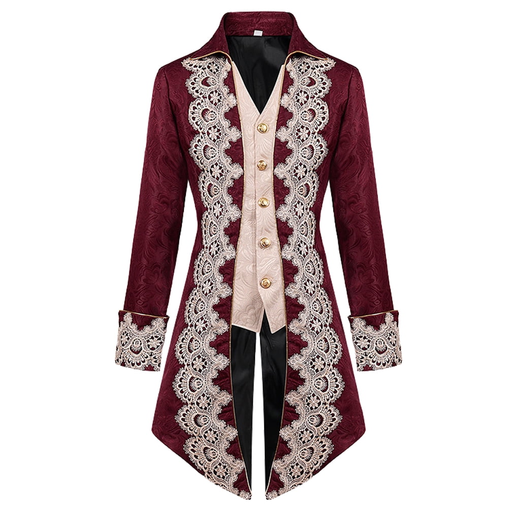 HOT Men‘s steampunk gothic Victorian jacket cosplay retro purple velvet ...