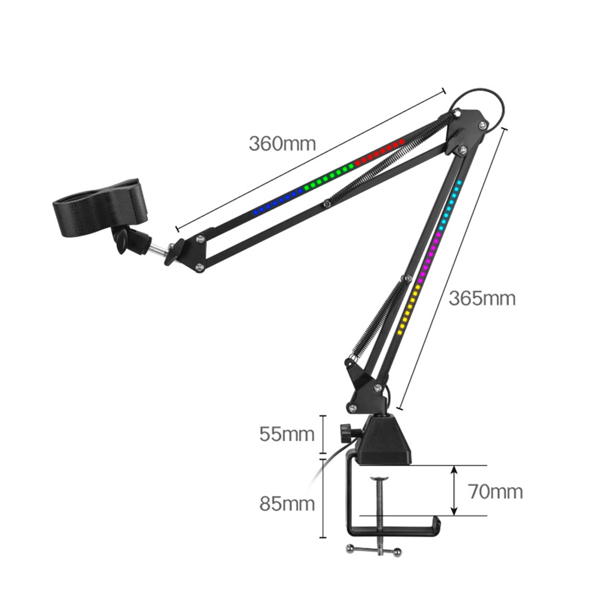 HOT Microphone Bracket RGB Arm Stand with Light Rotatable Suspension ...