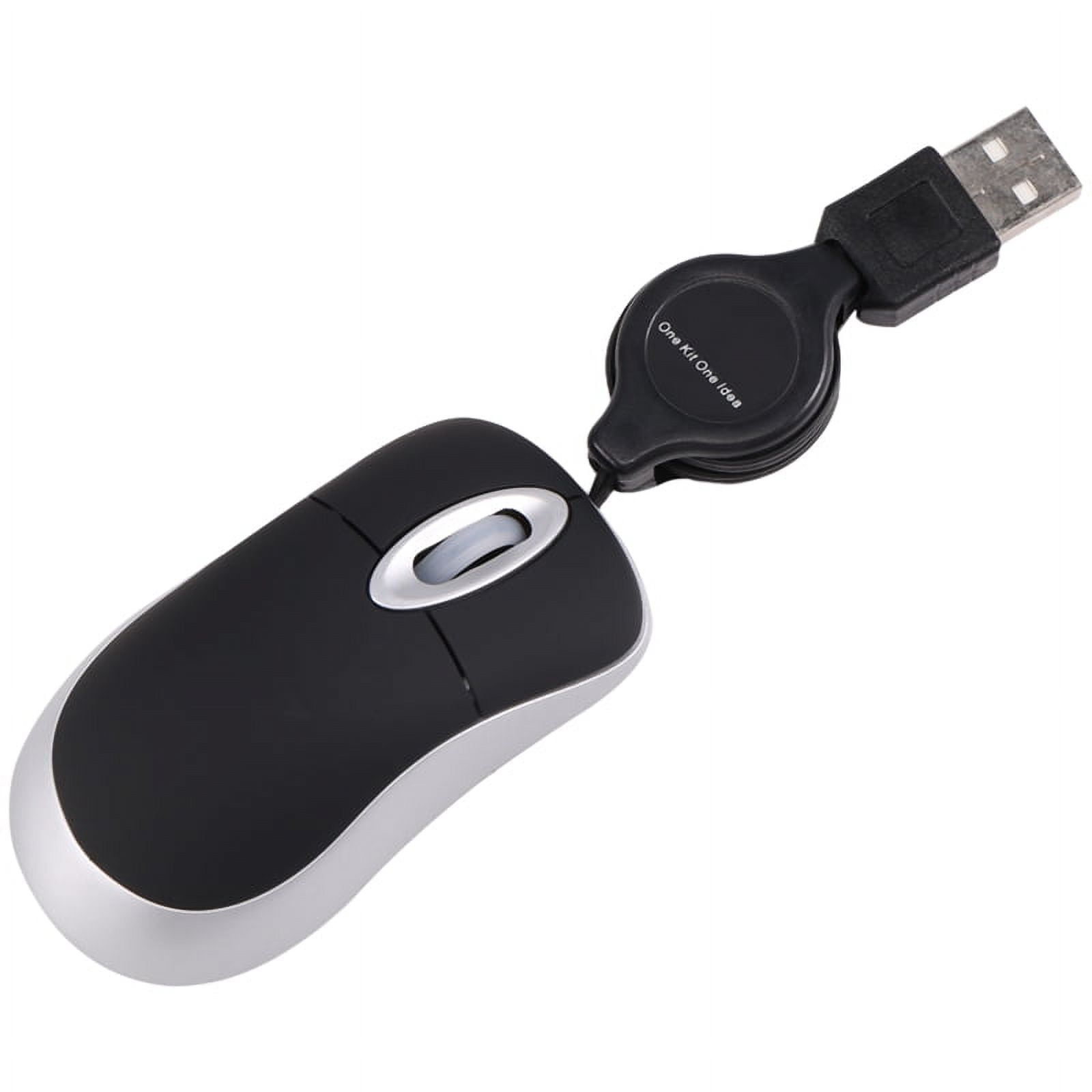HOT! Mini USB Wired Mouse Retractable Cable Tiny Small 1600 DPI Optical Compact Travel Mice for ...