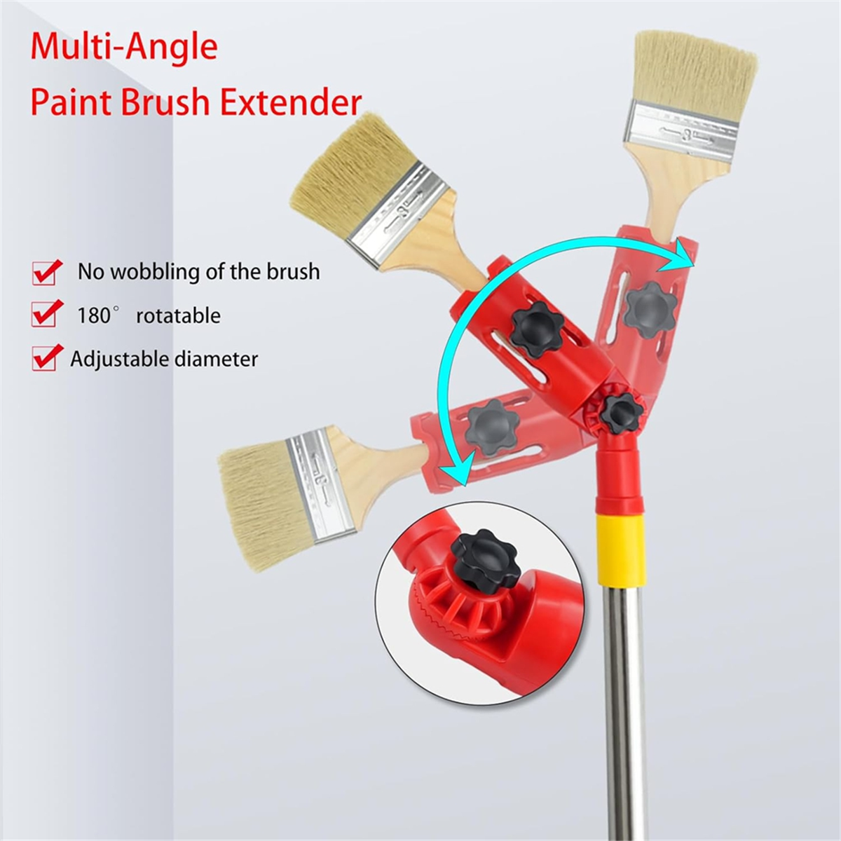 HOT! Multi-Angle Paint Brush Extension Pole Kit Handheld Tool Extender ...