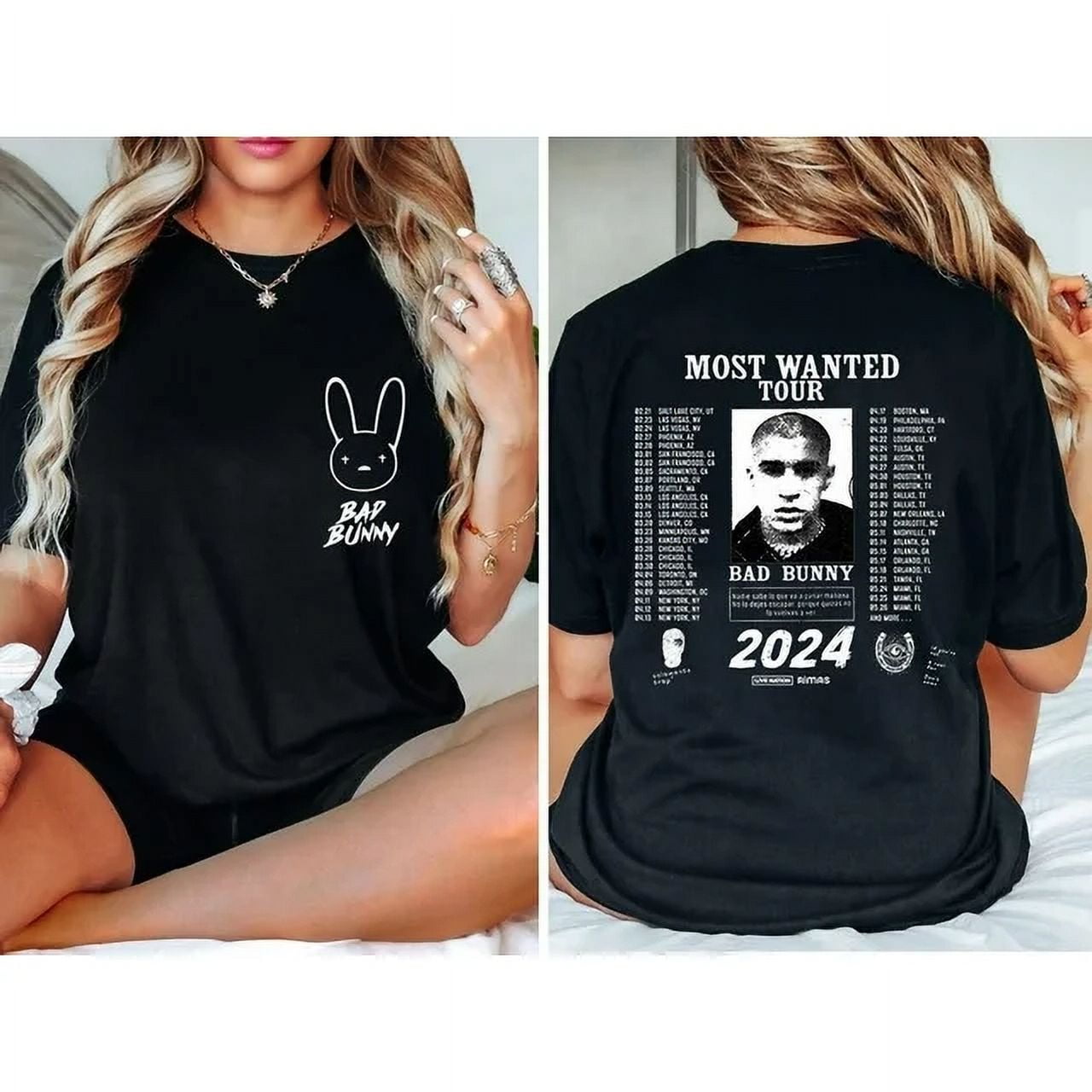 HOT NEW 2Sidez-Clownz ,Bad Bunny Most Wanted Tour Shirt Nadie Sabe lo ...