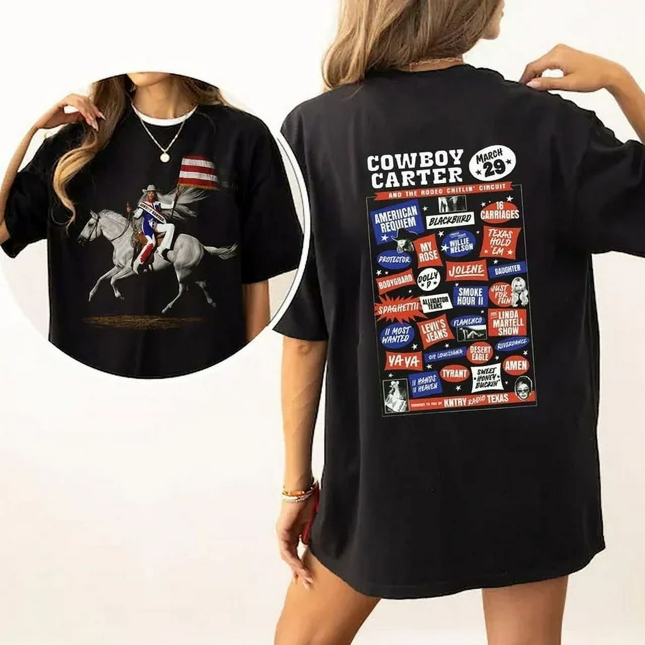 HOT NEW CIEN 2SIDE ,Vintage Beyonce Cowboy Carter Album Shirt 2 Sides ...