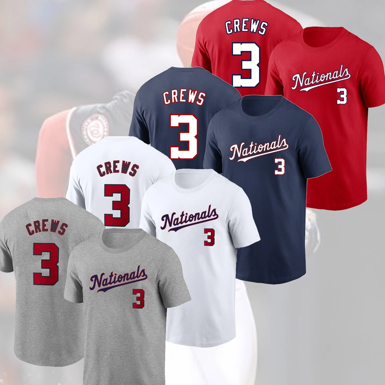 HOT NEW! Dyl.an Cr.ews #3 Washin.gton Nationals 2025 Player Name ...