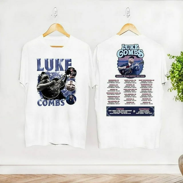 Hot New Graphic Luke Combs Shirt 2024 Tour Growing Up Getting Old T
