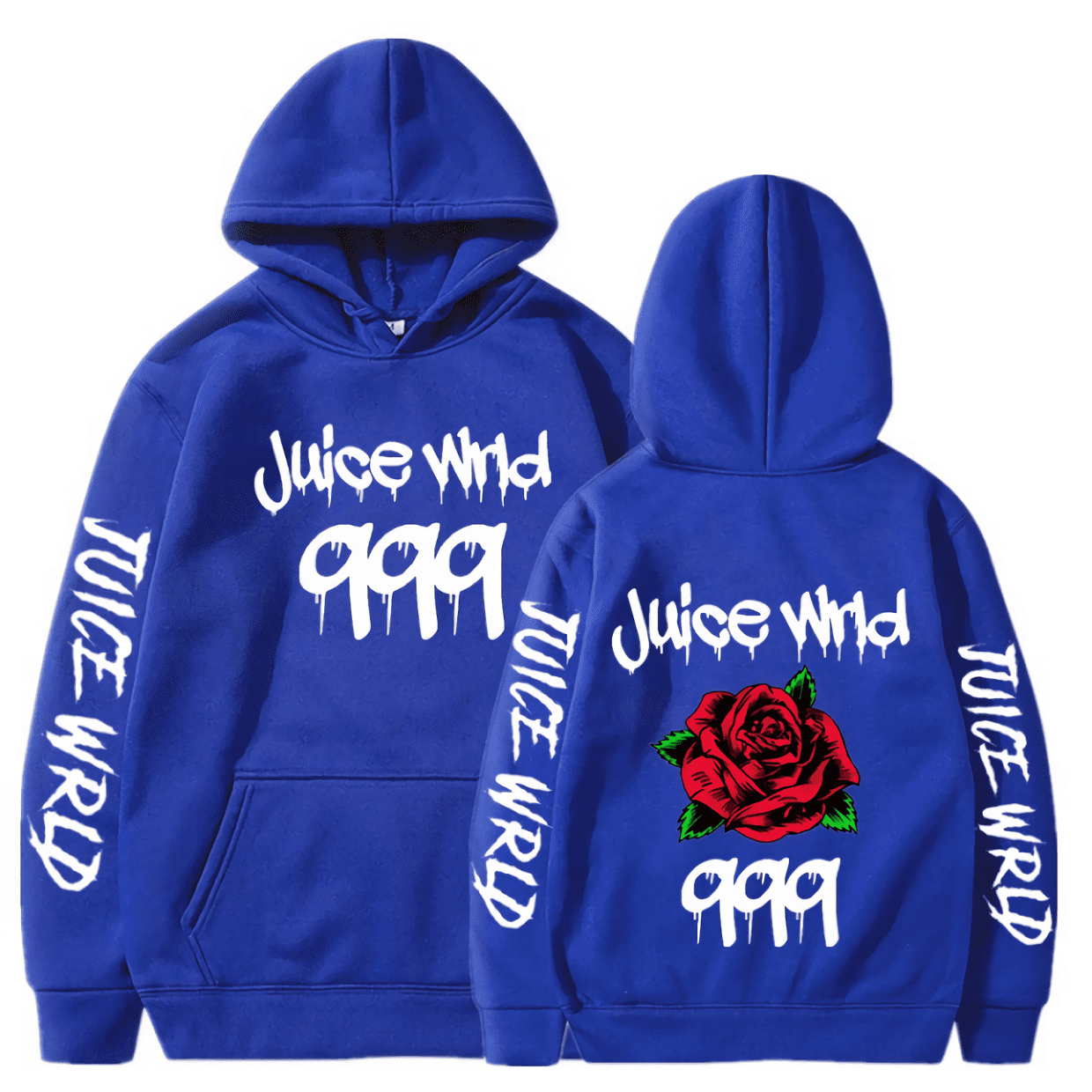 HOT NEW Juice Wrld Hoodie 999 Rose Print Pullover Hooded Music Rapper Fleece Hoodie Pullover ...