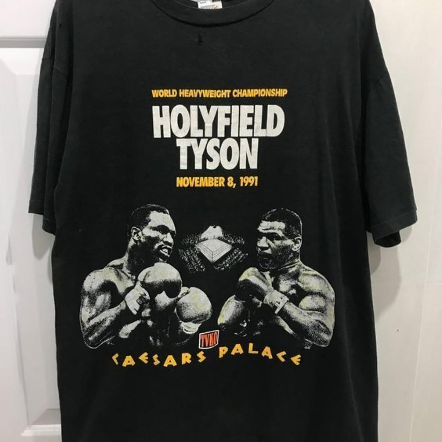 HOT NEW Vintage Style Iron Mike Tyson vs holyfield boxing 1991 classic ...