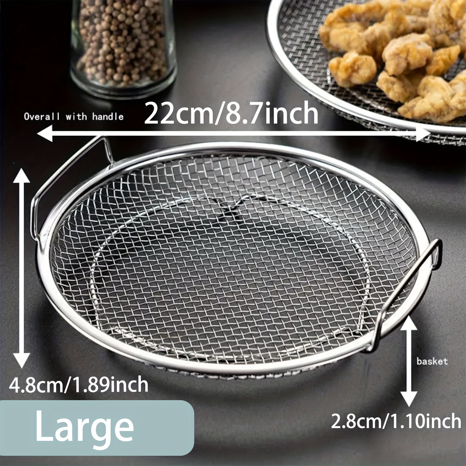 HOT! Non-Stick Air Fryer Freshness Basket - Round Stainless Steel Mesh ...