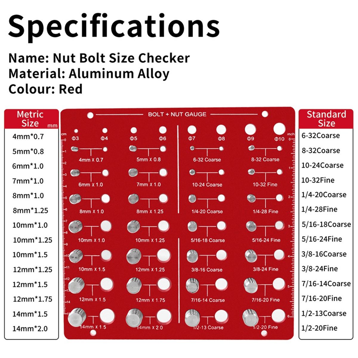 HOT! Nut & Bolt Thread Checkers-28 Size Identifier Gauge 8 Aperture Gauge,Measuring - Walmart.com