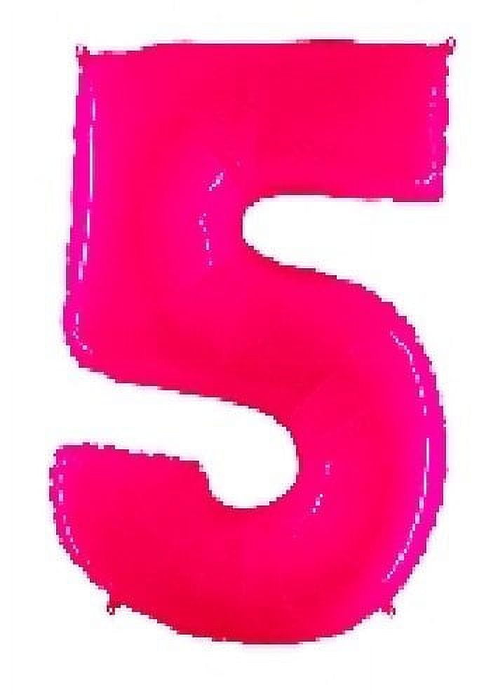 HOT Pink Highlighter Bright Fluorescent Neon 40" Number 5 5th Five ...