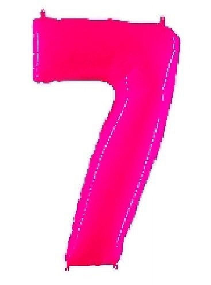 HOT Pink Highlighter Bright Fluorescent Neon 40" Number 7 7th Seven ...