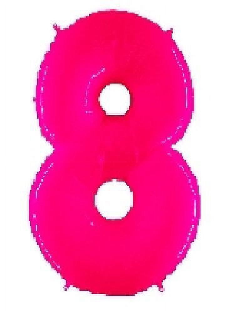 HOT Pink Highlighter Bright Fluorescent Neon 40" Number 8 8th Eight ...