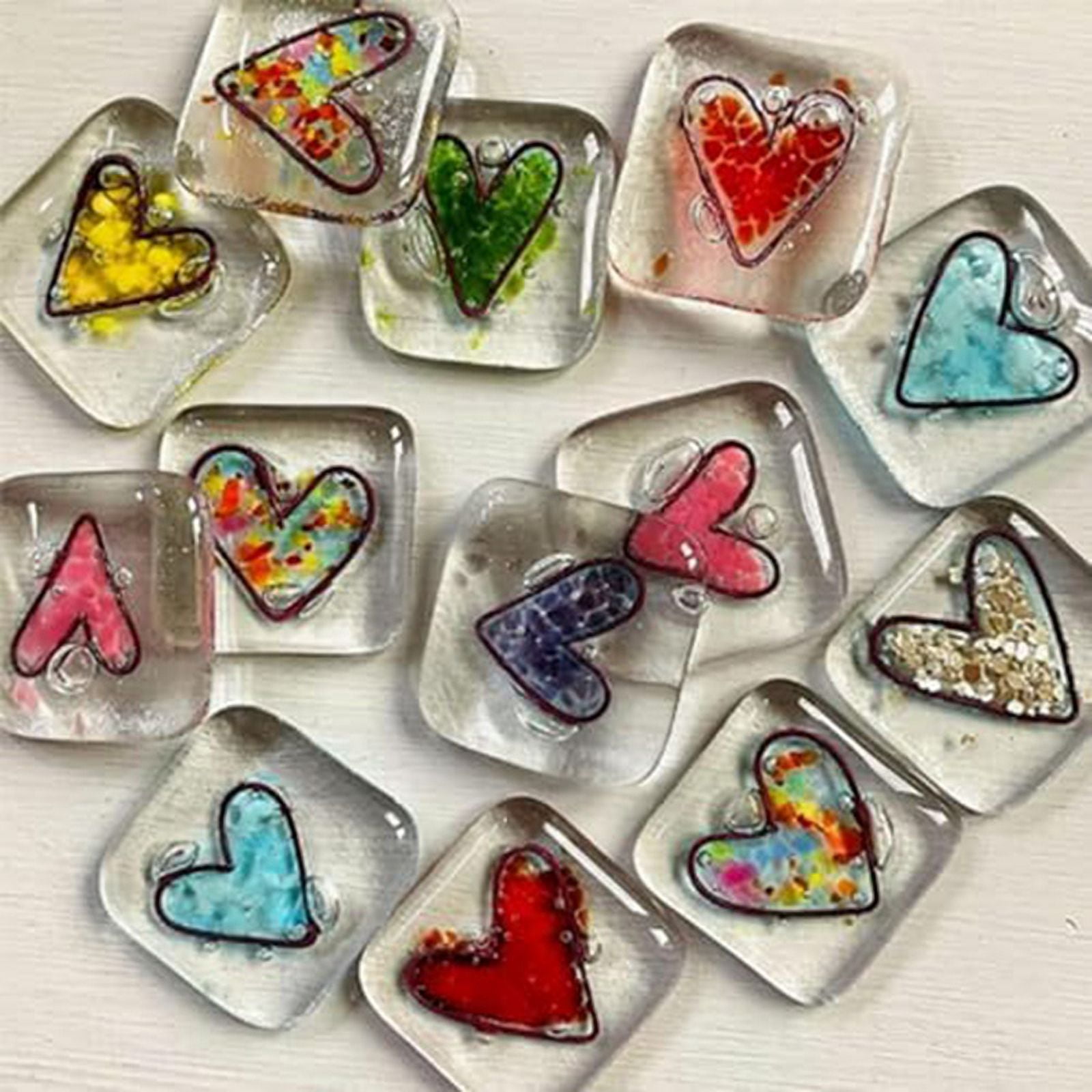 HOT! Pocket Token Glass Heart Card Keepsake Gift -Heart Cards-Fused ...