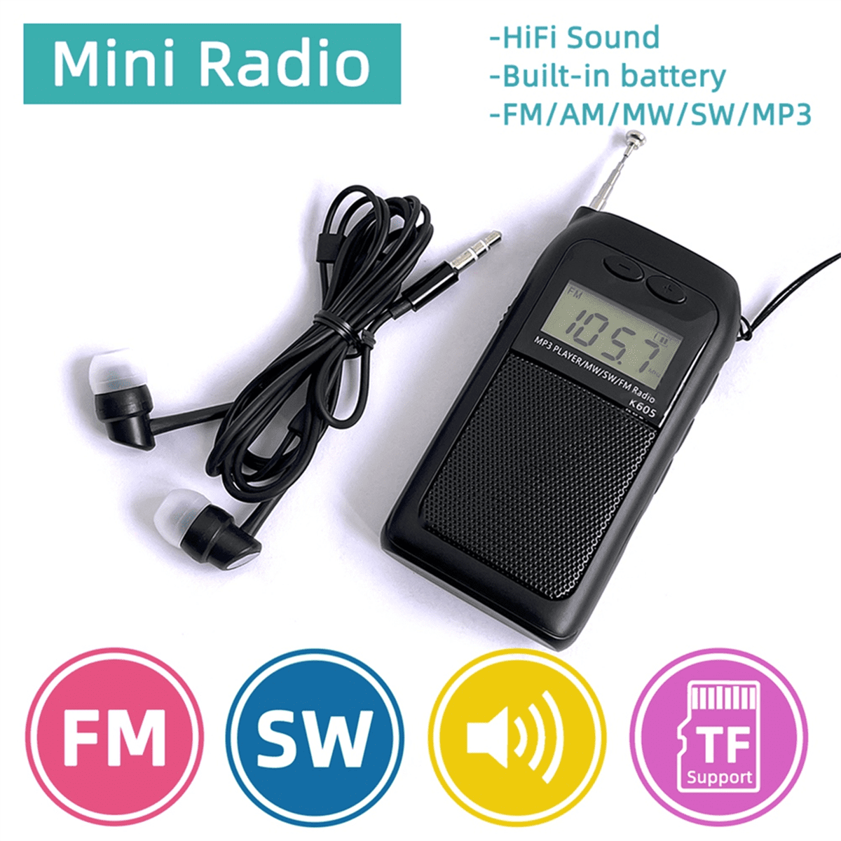 HOT! Portable Radio Pocket FM AM SW MW MP3 Player Stereo Digital Receiver LCD Screen High ...