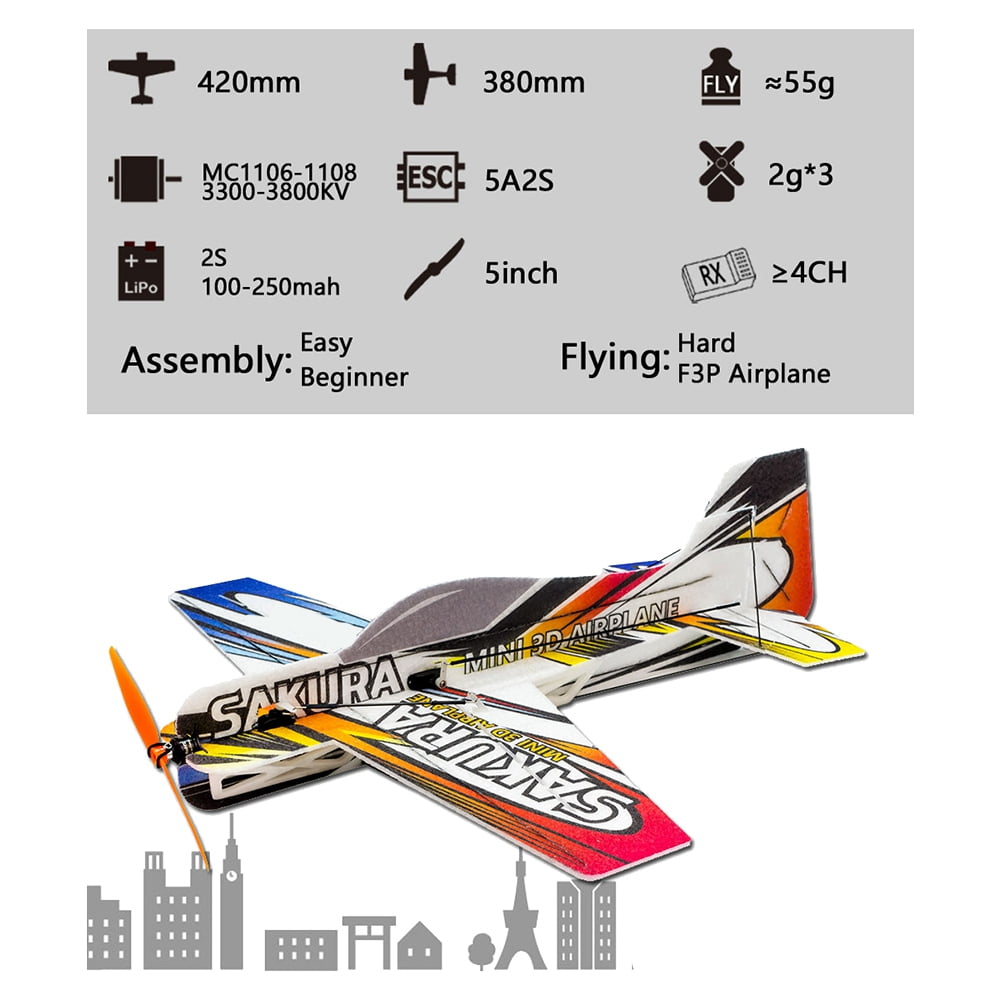 HOT! RC Air Plane 3D Airplane Micro-Mini Foam EPP PP F3P Lightset KIT ...