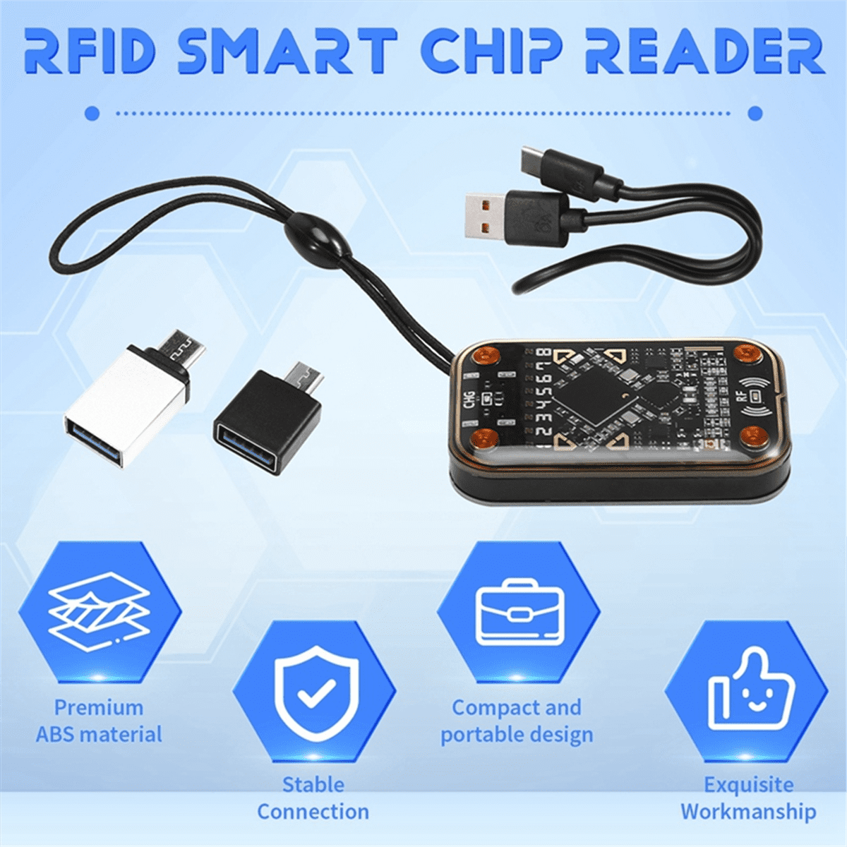 HOT! RFID Smart Chip Reader+5XCUID Card Smartcard Emulator Read Writer ...