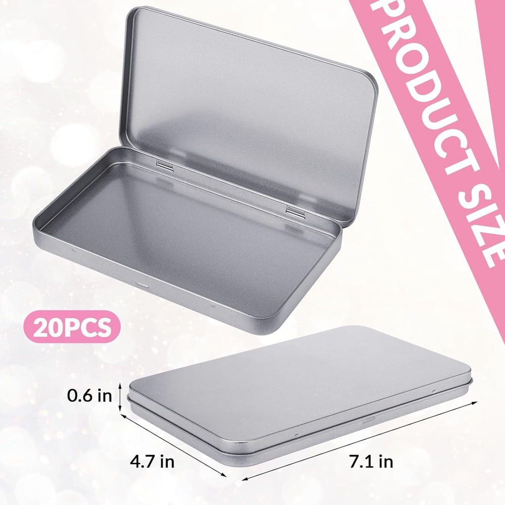 HOT! Rectangular Metal Tin Box with Lid Hinged Empty Container Silver Storage Box,4PCS - Walmart.com