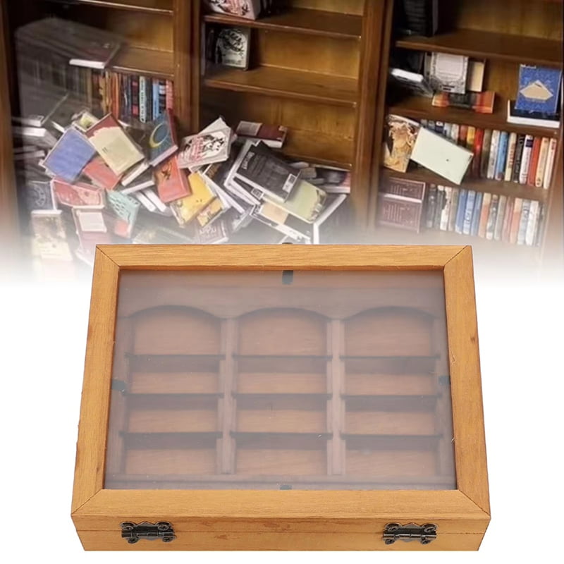 HOT Relief Anxiety Bookshelf with 200 Book Miniature Wooden Ornament ...