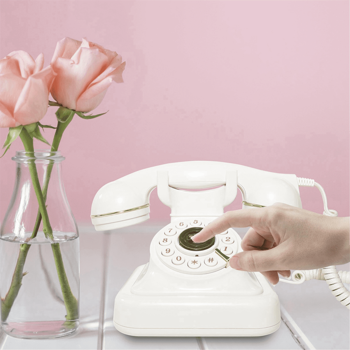 HOT! Retro Style Wired Dial Telephone Plug-in Home Fixed Landline ...