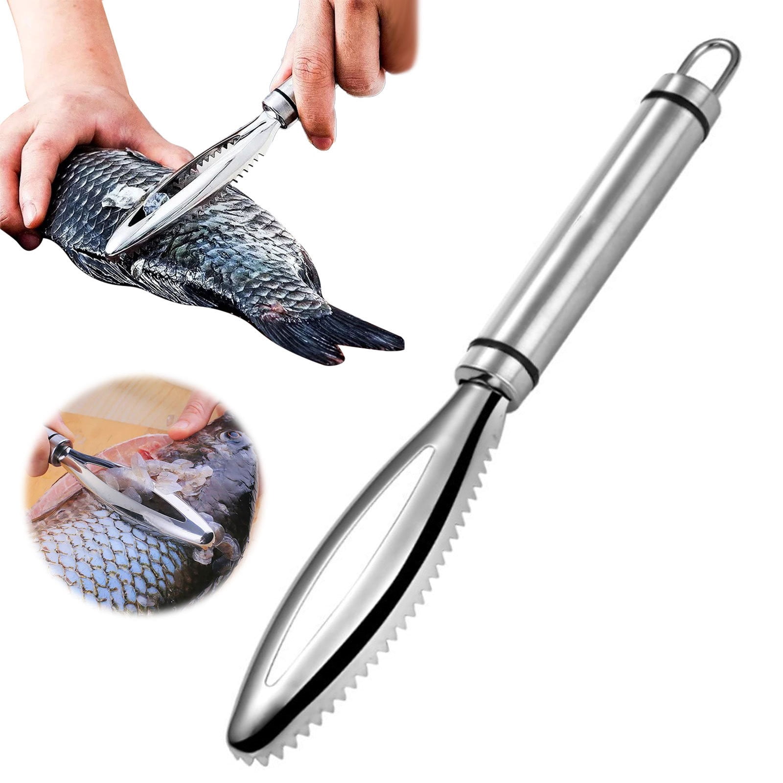 HOT SALE!OJGEha Handheld Stainless Steel Fish Scales Scraper Fish Tool ...